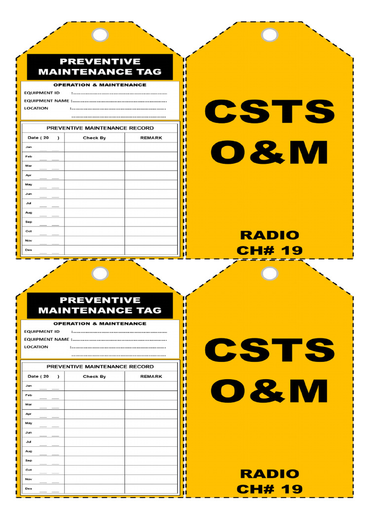 Maintenance Tag Fix | PDF
