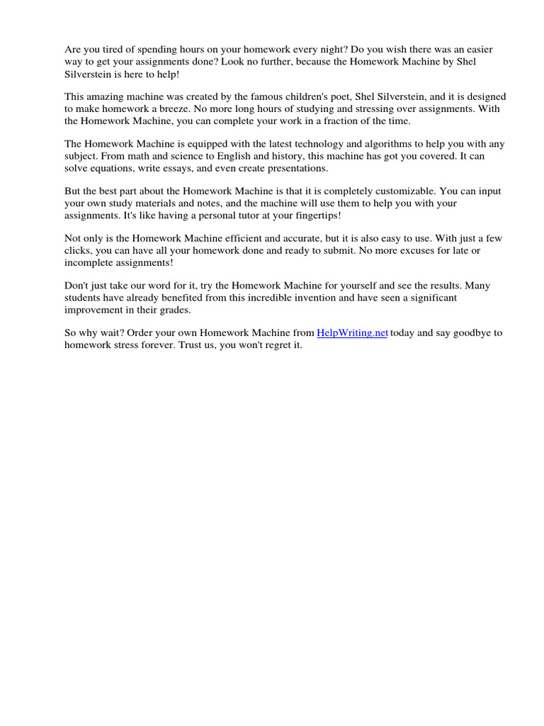 Homework Machine by Shel Silverstein | PDF | Homework