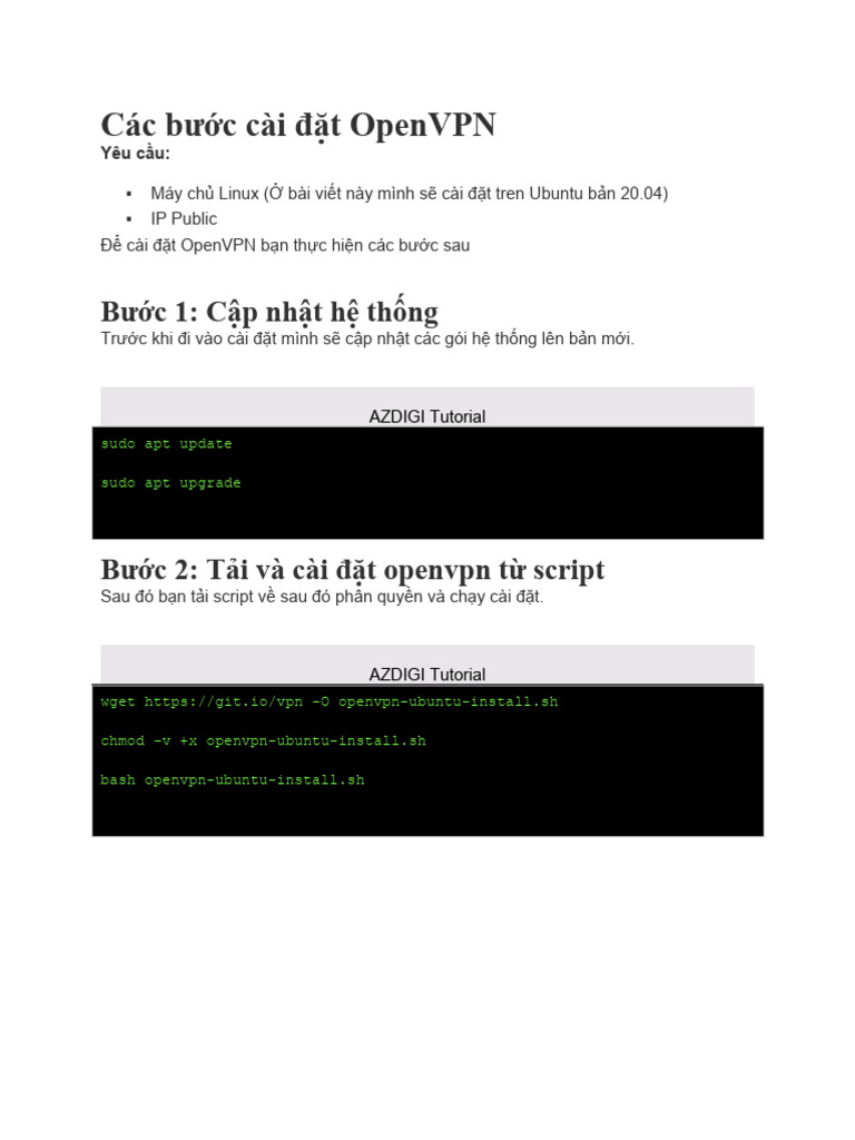 Các Bước Cài Đặt OpenVPN-ubuntu | PDF