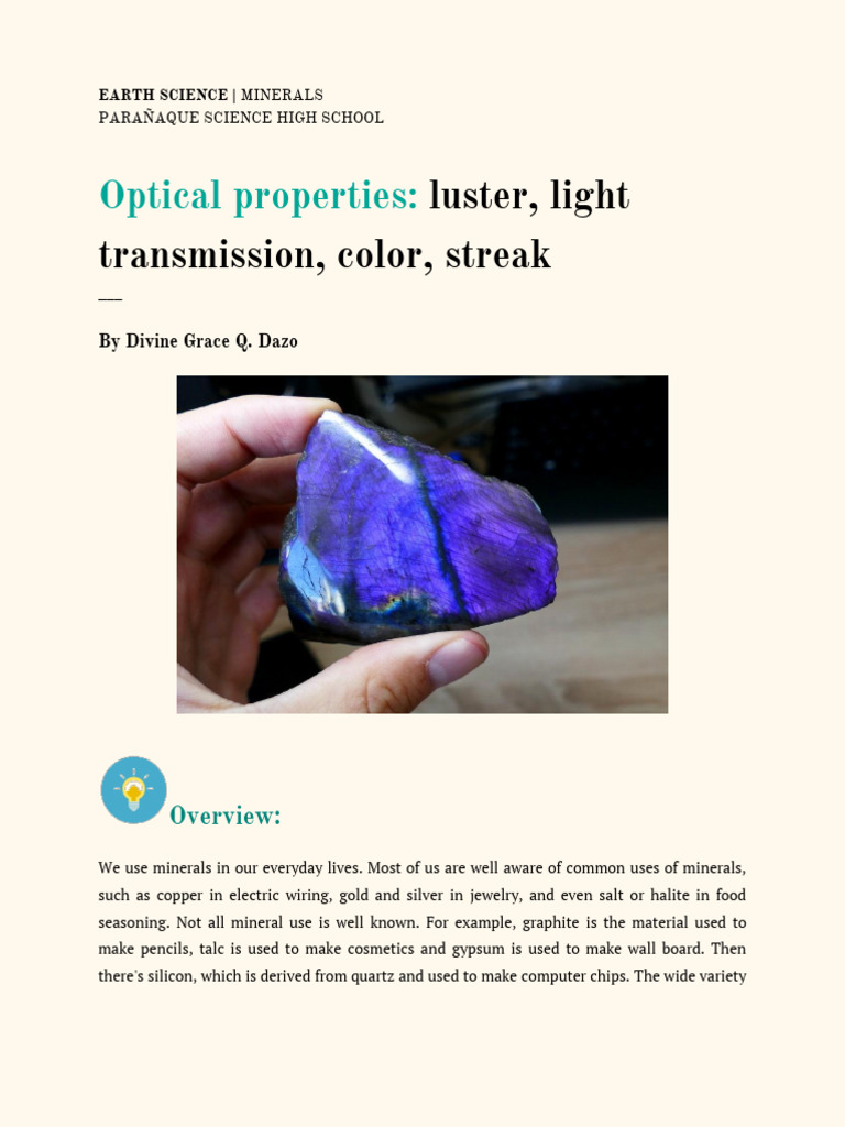 Minerals - Module 1 Optical Properties | Download Free PDF | Minerals ...