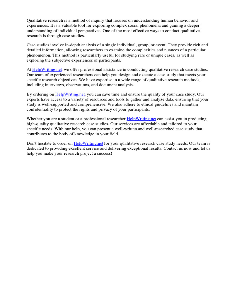 Qualitative Research Case Studies | PDF | Qualitative Research ...