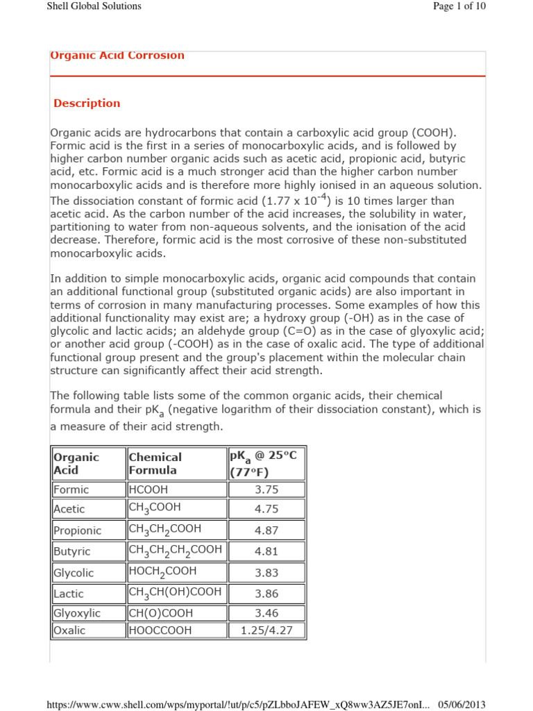 Organic Acid Corrosion | PDF | Stainless Steel | Acid