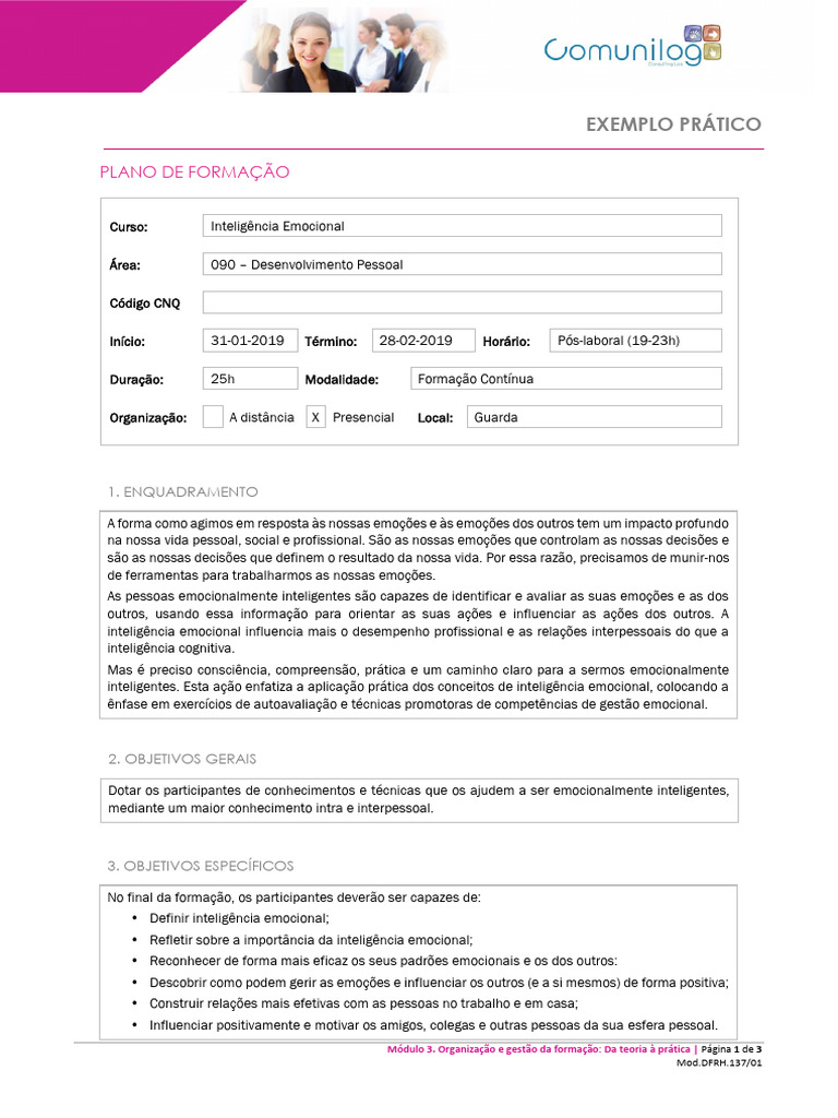 Modelo de Programa de Formação | PDF | Emoções | Inteligência emocional