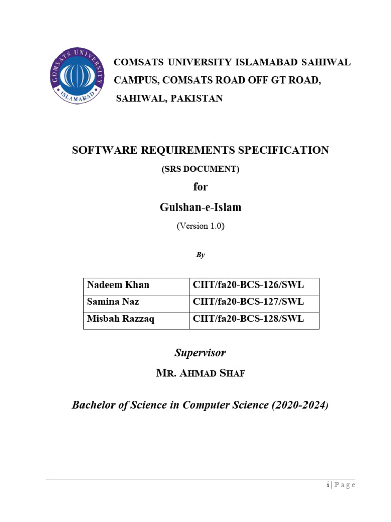 SRS, Gulshan e Islam | Download Free PDF | Websites | Use Case