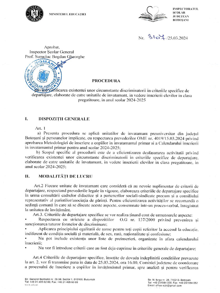 Procedura - Verificare Criterii Specifice | PDF