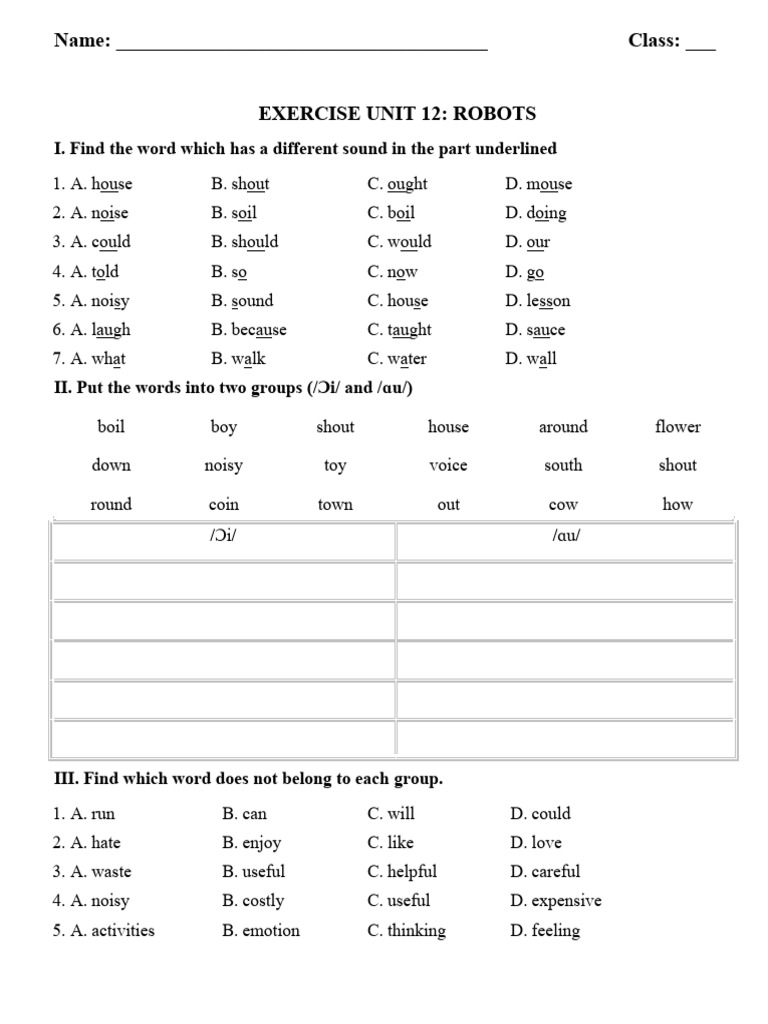Bai Tap Trac Nghiem Tieng Anh Lop 6 Chuong Trinh Moi Unit 12 Robots ...