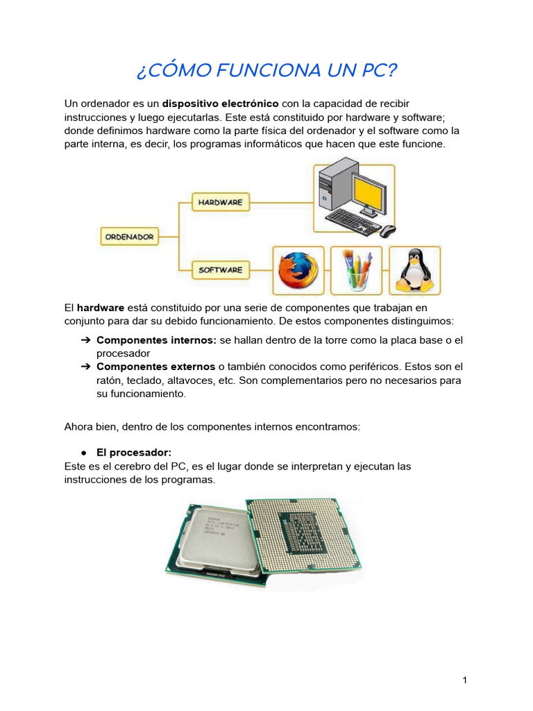 Fundamentos del PC: Hardware y Software | PDF | Hardware de la computadora | Ciencias de la ...
