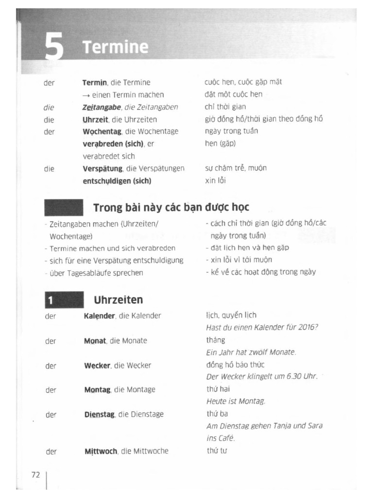 A1 Glossar - Lektion 5 | PDF