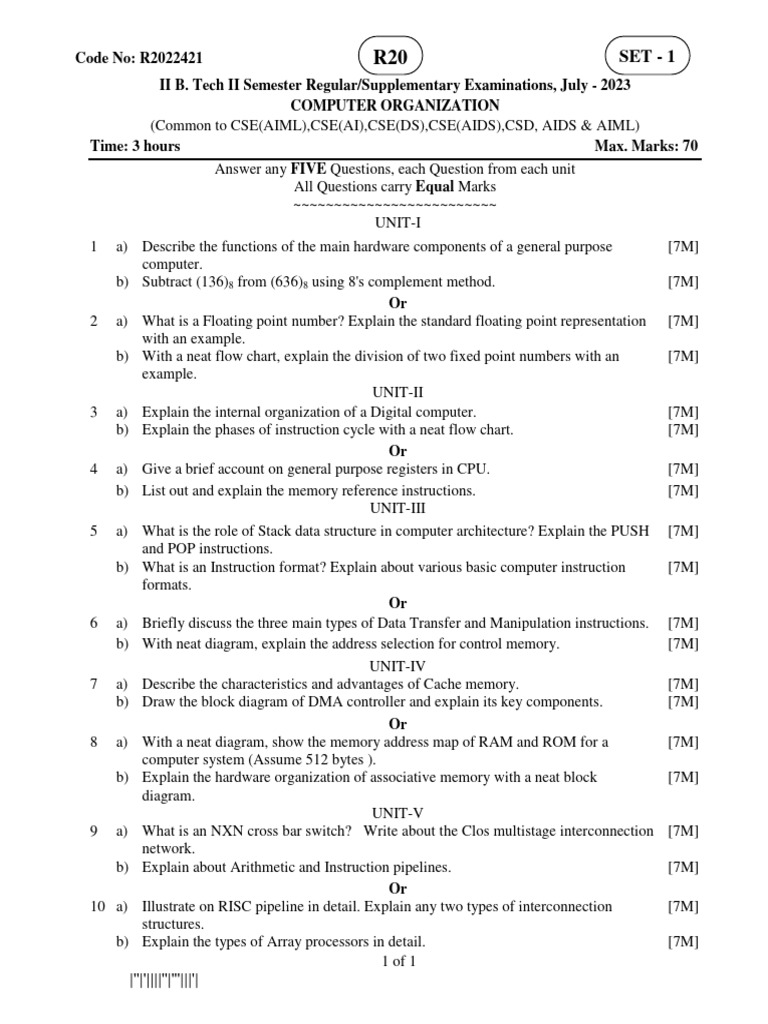Computer Organization July 2023 | PDF | Central Processing Unit | Computer Science