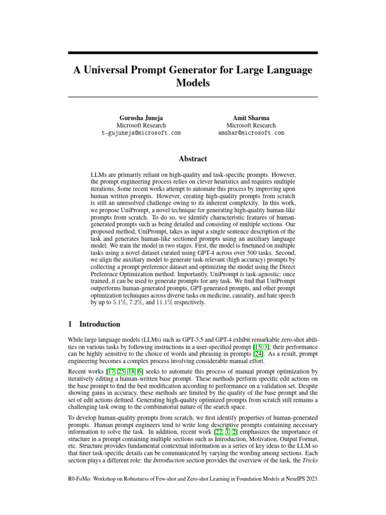 A Universal Prompt Generator For Large Language Models | PDF | Learning ...