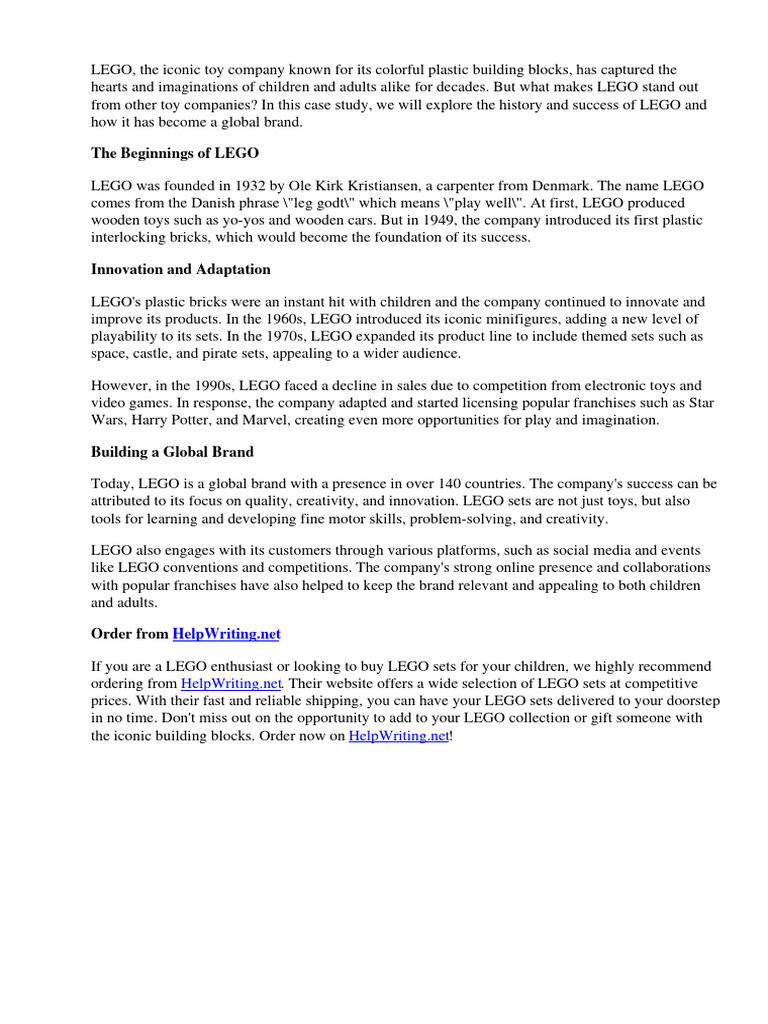 Lego Case Study | Download Free PDF | Lego