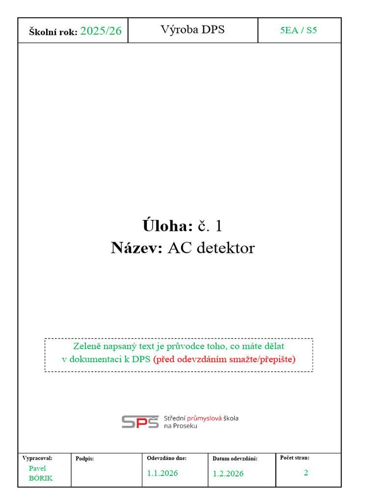Dokumentace DPS - MUSTR - Student | PDF