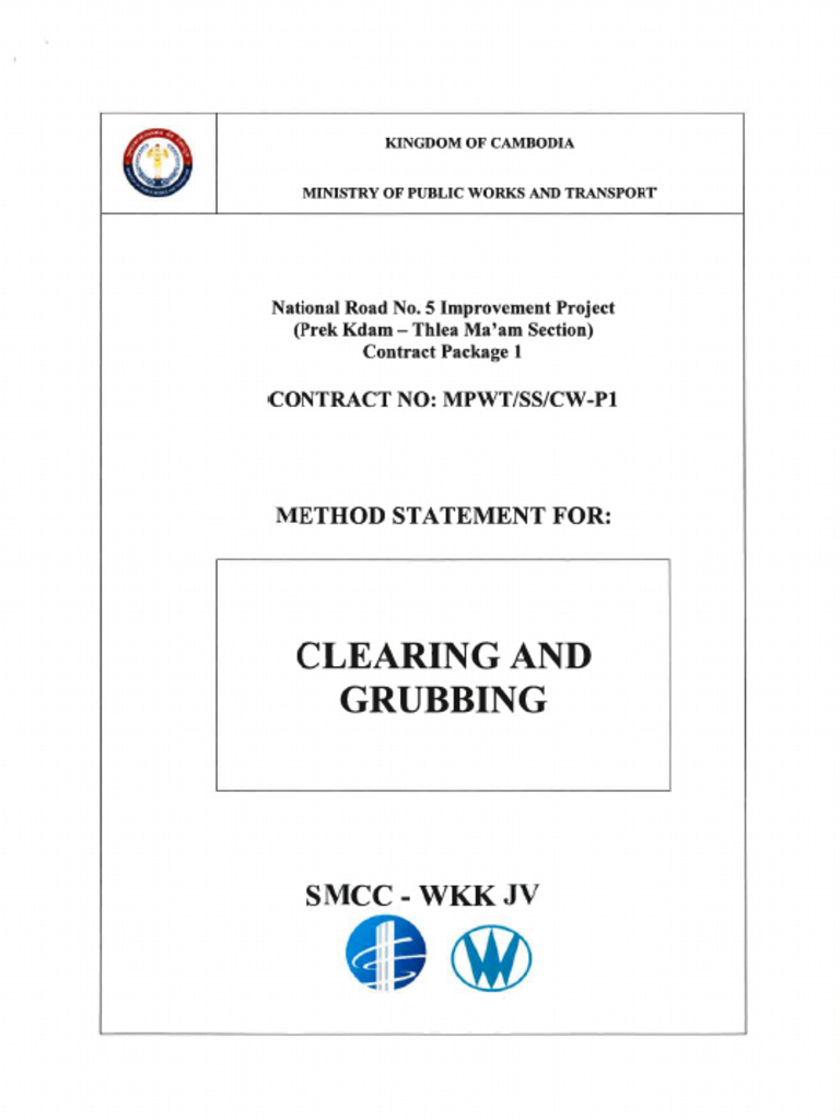 Method Statement for Clearing and Grubbing | PDF