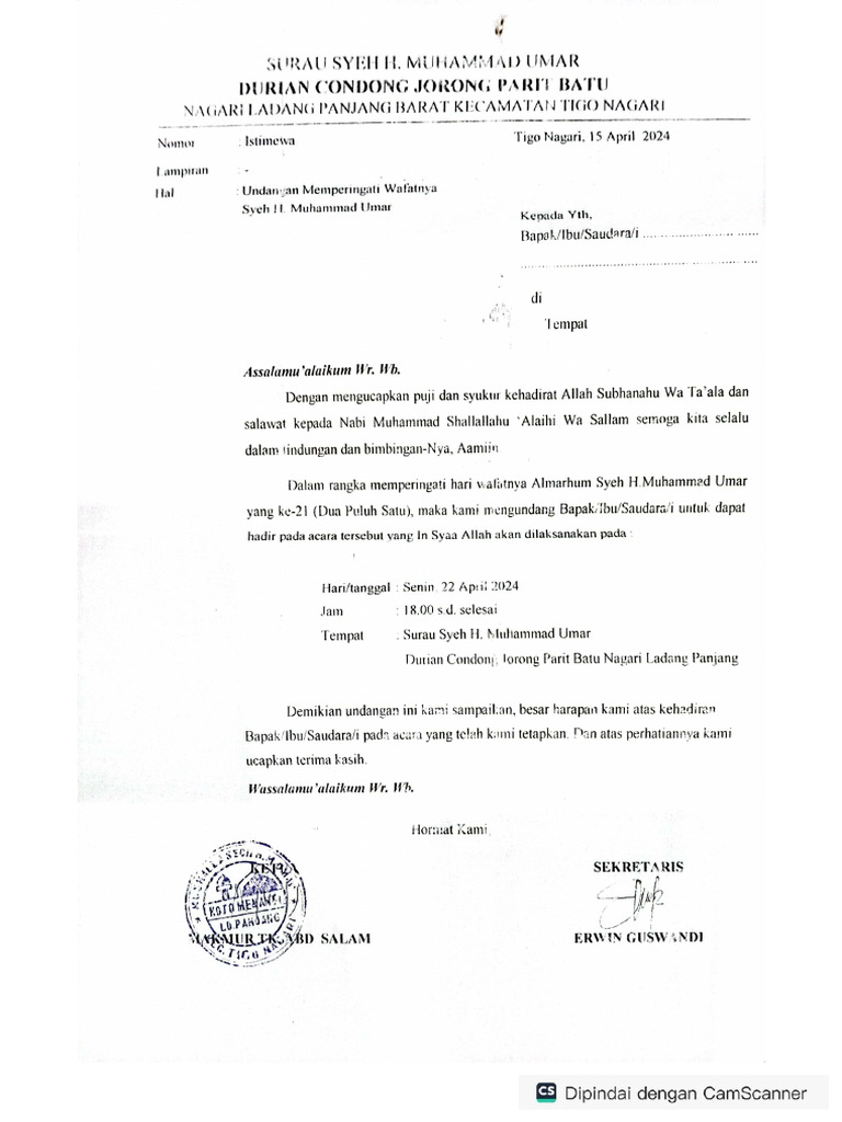 Undangan Haul Syeh H.muhammad Umar | PDF