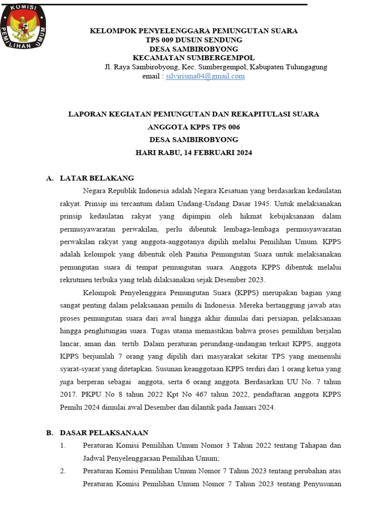 Laporan Kegiatan TPS 006 | PDF