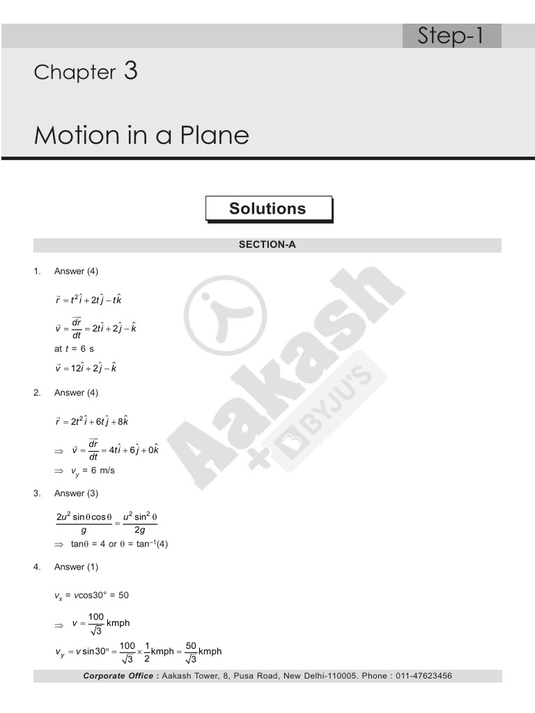 CLS ENG 23 24 XI Phy Target 2 Level 1 Chapter 3 | PDF | Acceleration | Theory Of Relativity