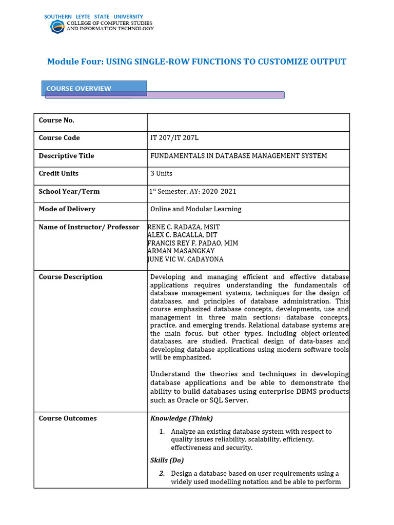 Module 4 | PDF | Databases | Table (Database)