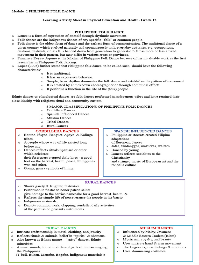 Module 2 PE Lecture | PDF | Dances | Philippines