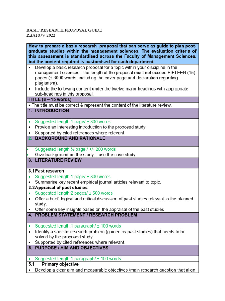 Basic Research Proposal Guide for Management | PDF | Survey Methodology ...