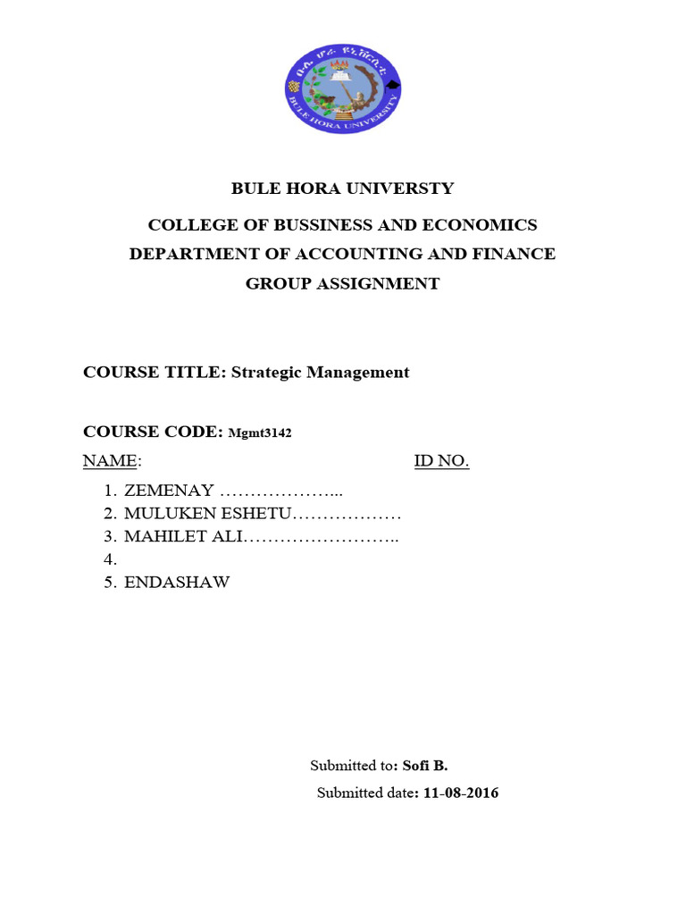 Bule Hora Universty College of Bussiness and Economics Department of ...