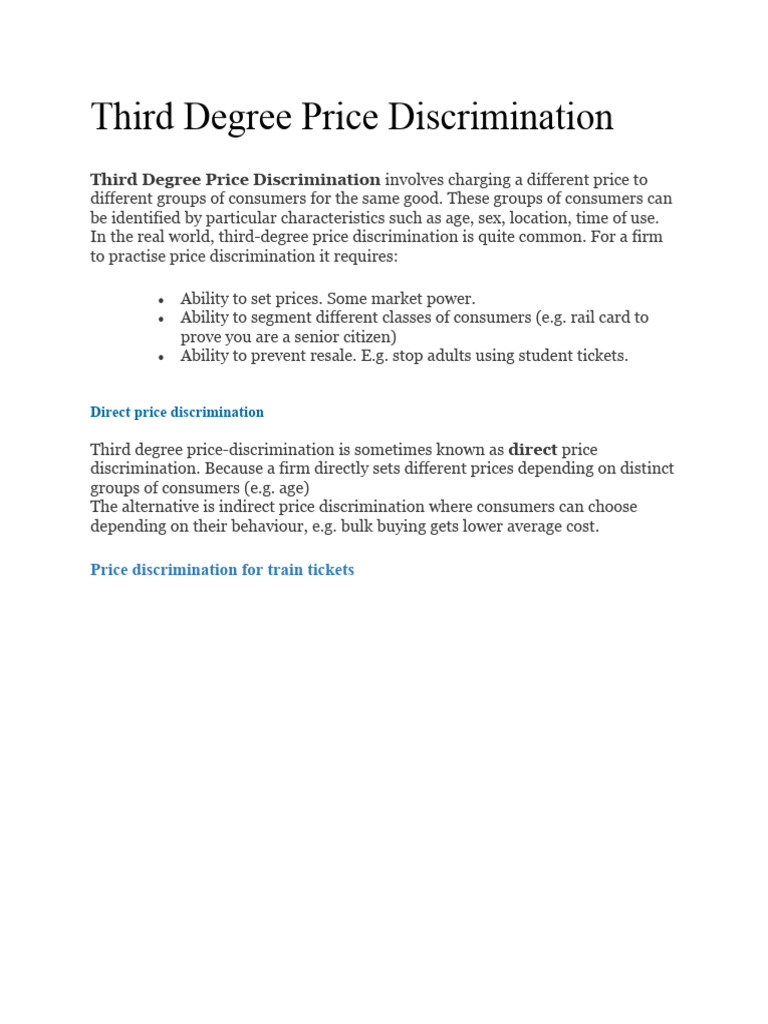 Understanding Third Degree Price Discrimination | PDF | Price ...