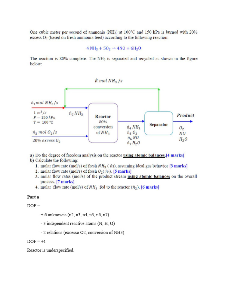Reactor Separator Unit For Ammonia Reaction With Atomic Balance | PDF ...