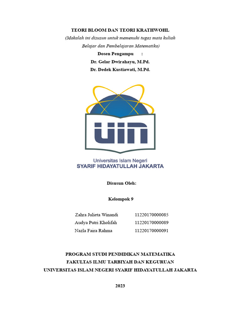 Teori Bloom dan Krathwohl dalam Pembelajaran | PDF | Sains & Matematika