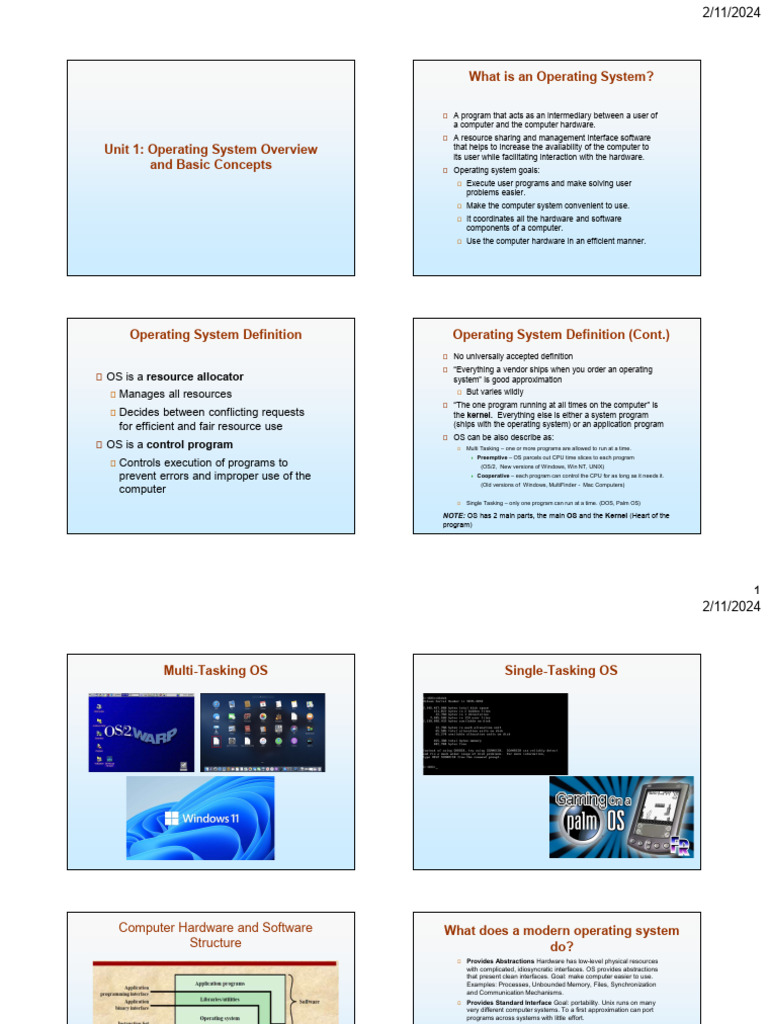 Unit 1 OS Basic Concepts Structure and Services | PDF | Operating System | Booting