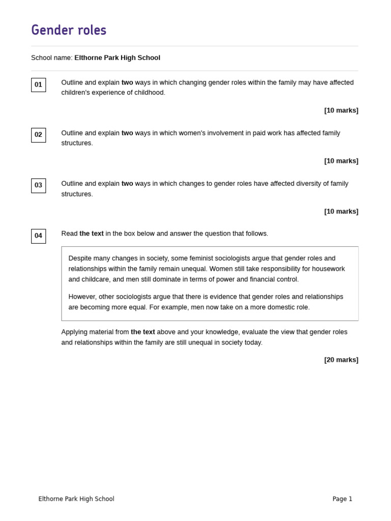 Gender Roles | PDF | Family | Gender Role