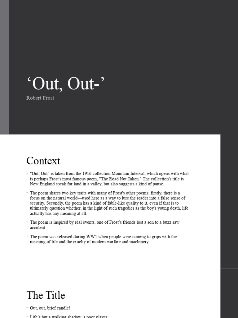 Analysis of Frost's "Out, Out-" | PDF | Poetry | Classics