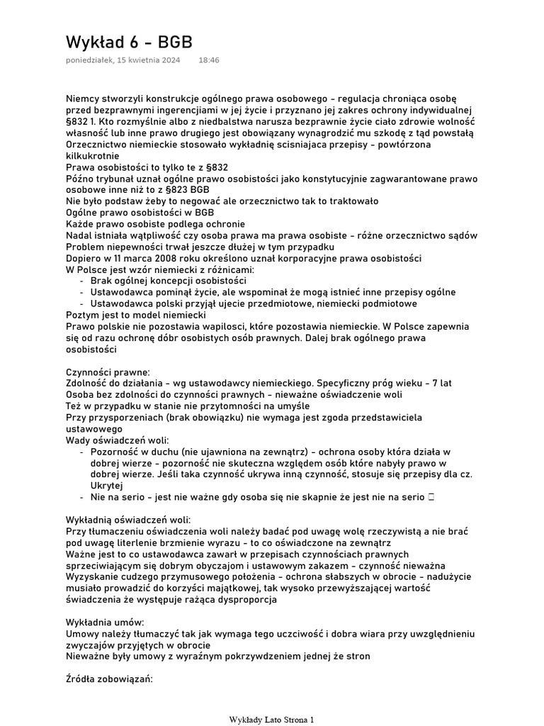 Wykład 6 - BGB | PDF
