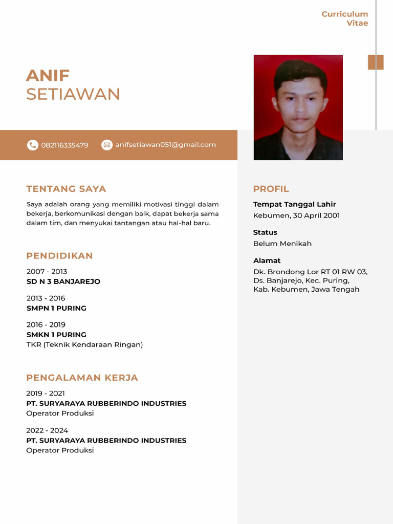CV Anif Setiawan | PDF