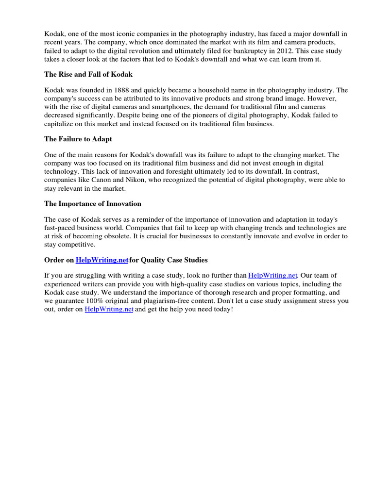 Kodak Case Study | Download Free PDF | Digital Photography | Camera