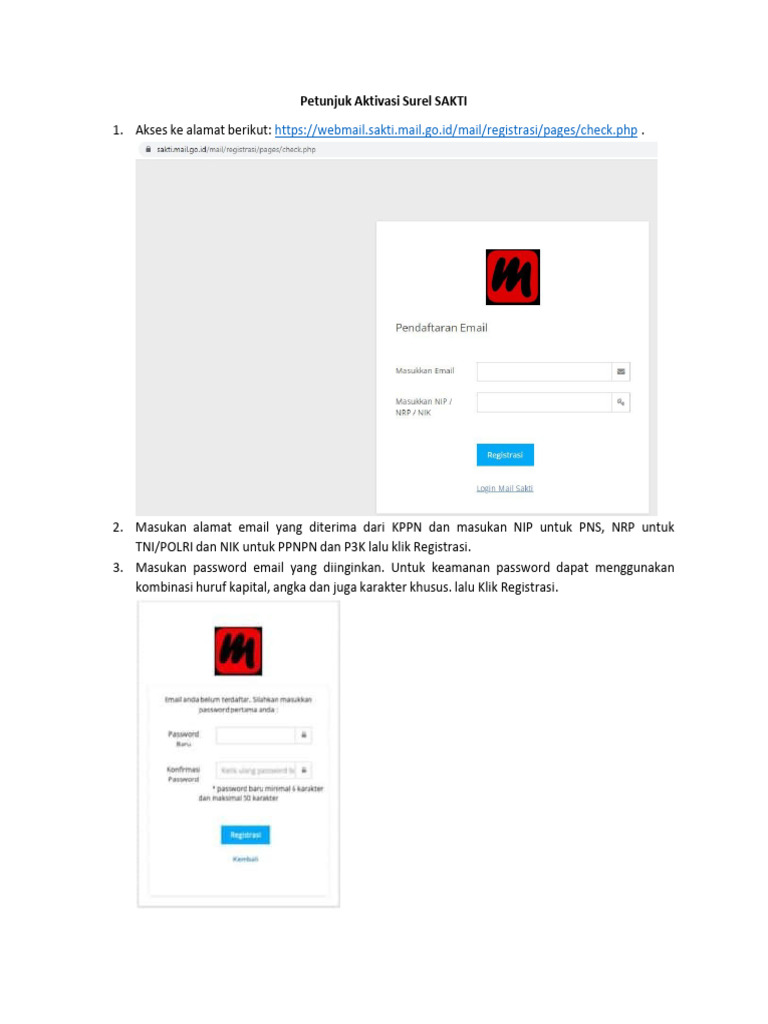 Petunjuk Aktivasi Surel SAKTI - v3 | PDF