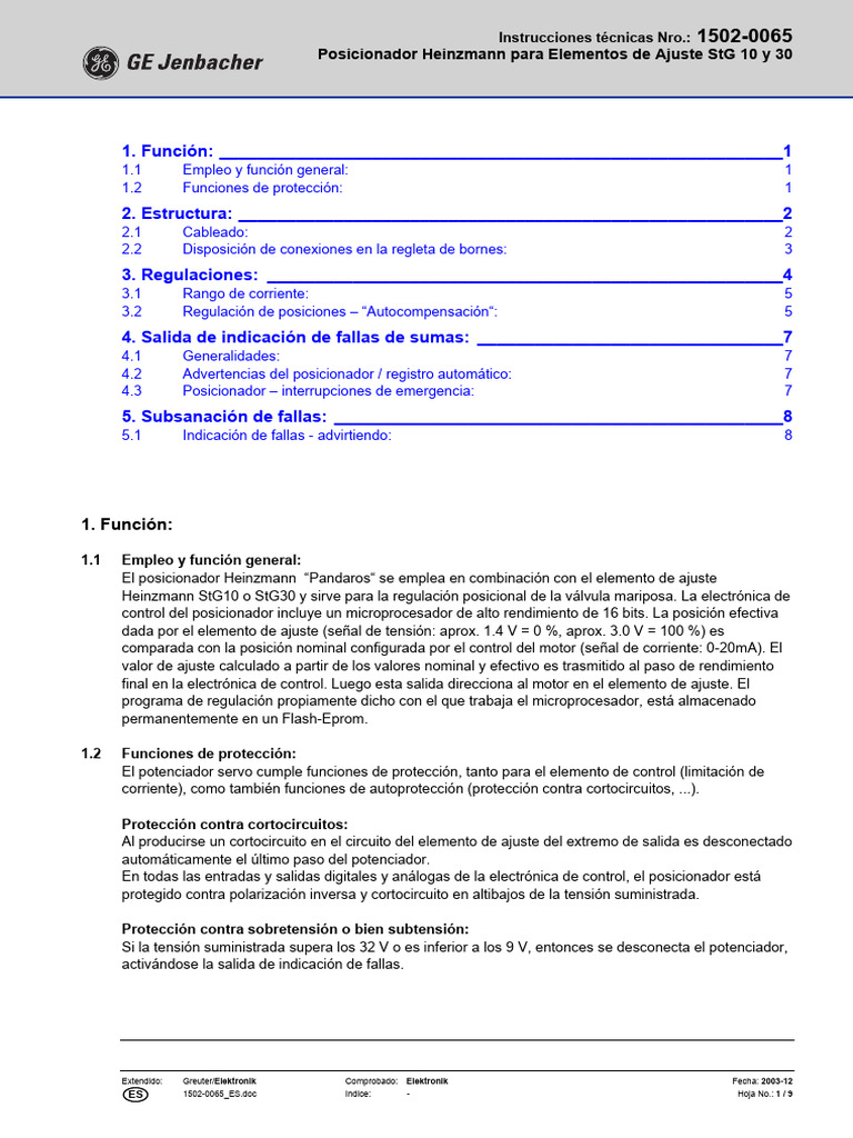 Heinzmann Servo - Pandaros - 1502-0065 - ES | PDF | Corriente eléctrica ...