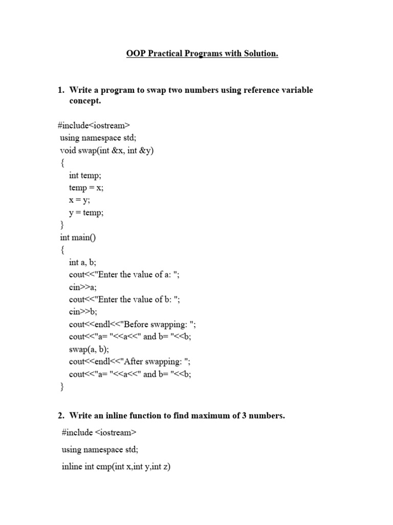 OOP Practical Program With Solution | PDF | Namespace | Software Development