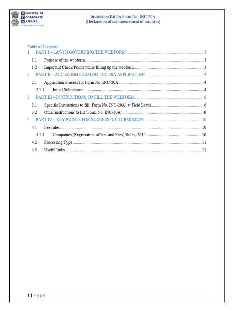 Instruction Kit INC-20A | PDF | Login | Accountant