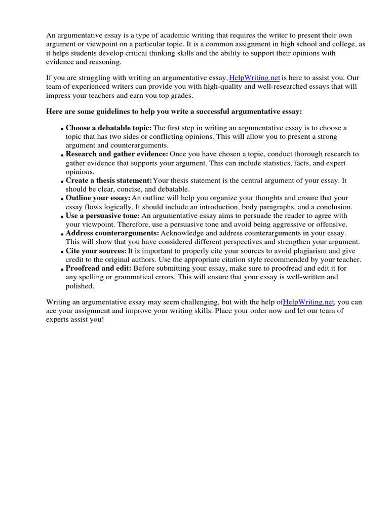 Argumentative Essay Guidelines | Download Free PDF | Essays | Argument