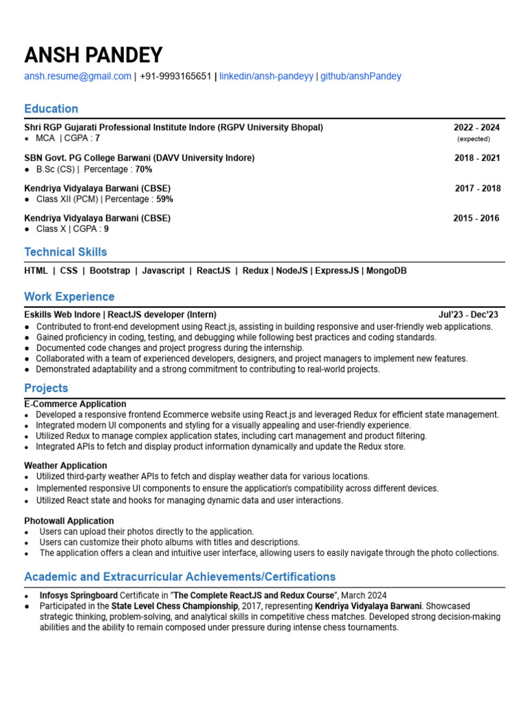 Resume Ansh | PDF | Software Development | Computing