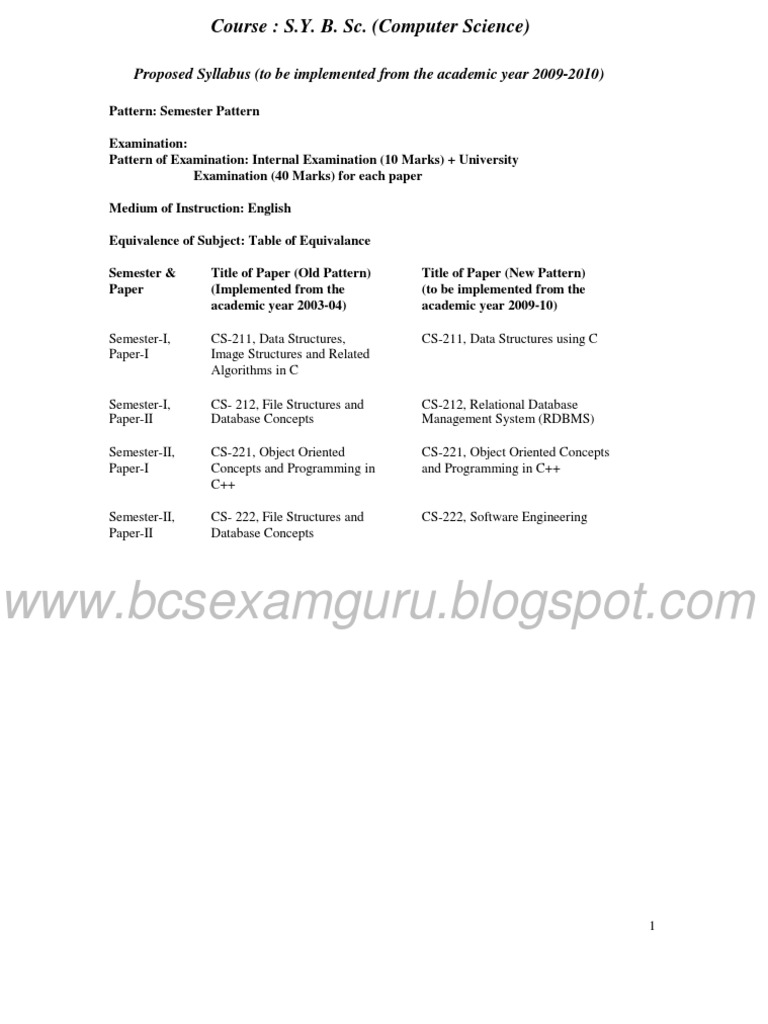 S.Y.bcs Full Syllabus and Exam Pattern | PDF | C++ | Agile Software Development