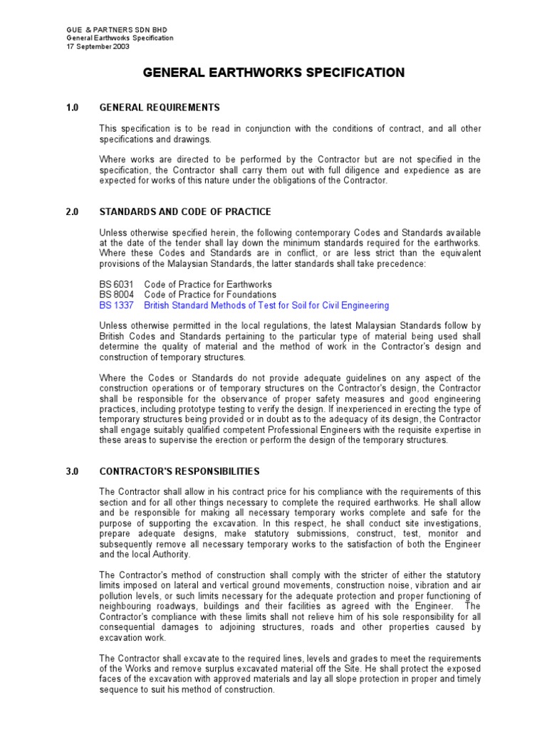 Earthworks Specification Guide | PDF | Surveying | Civil Engineering