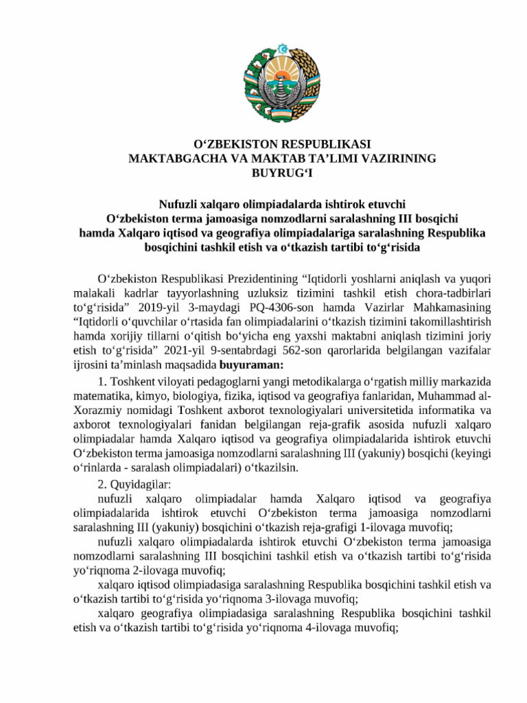 80-Sonli Buyruq (Ilovalari) | PDF