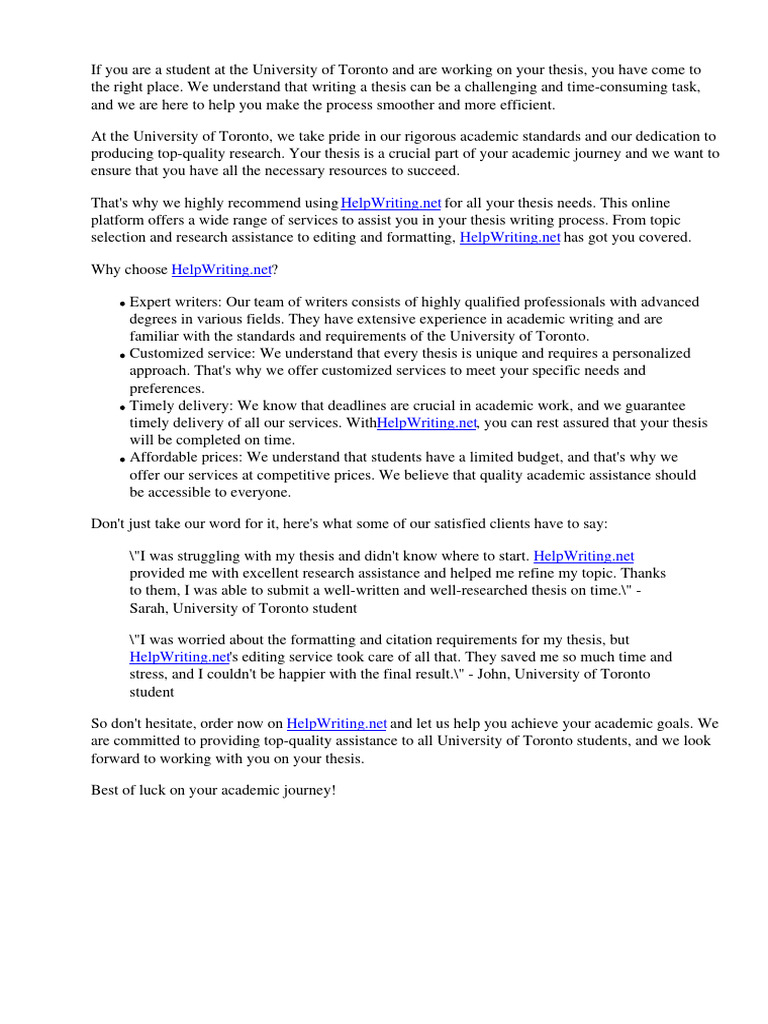 University of Toronto Thesis | PDF | Thesis | Turnitin