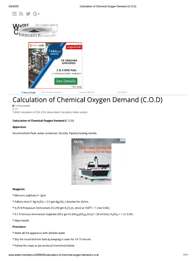 COD Measurement | PDF
