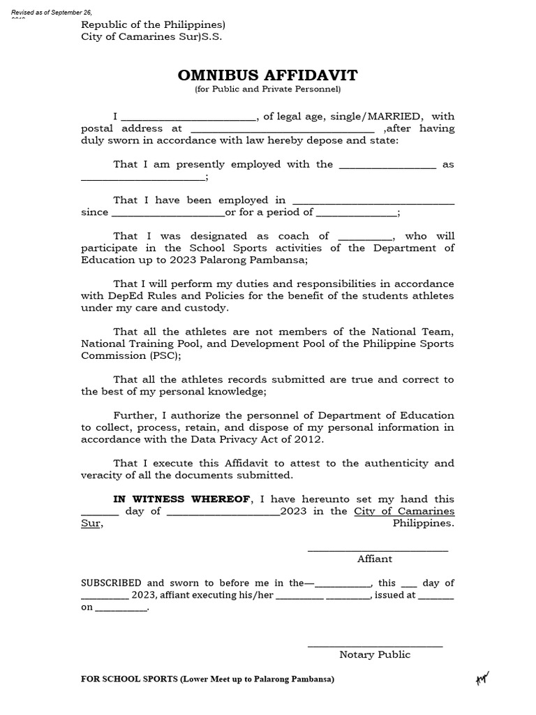 2020 - Omnibus Affidavit | Download Free PDF | Affidavit | Justice