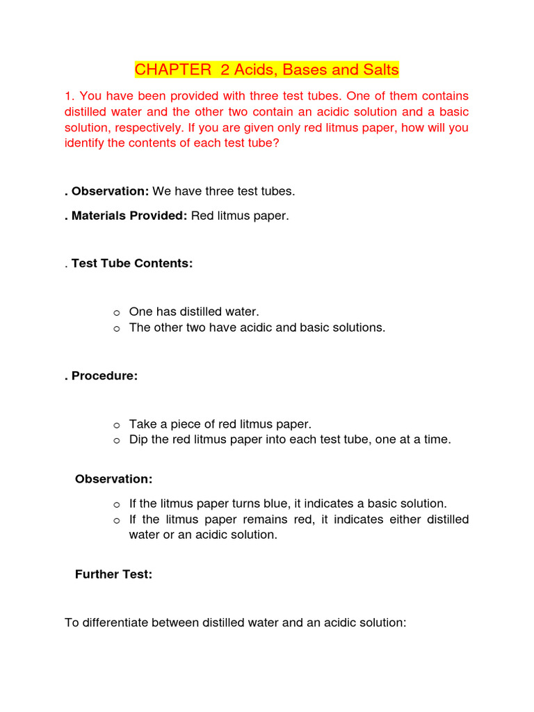 CHAPTER 2 Acids, Bases and Salts | PDF | Acid | Hydroxide