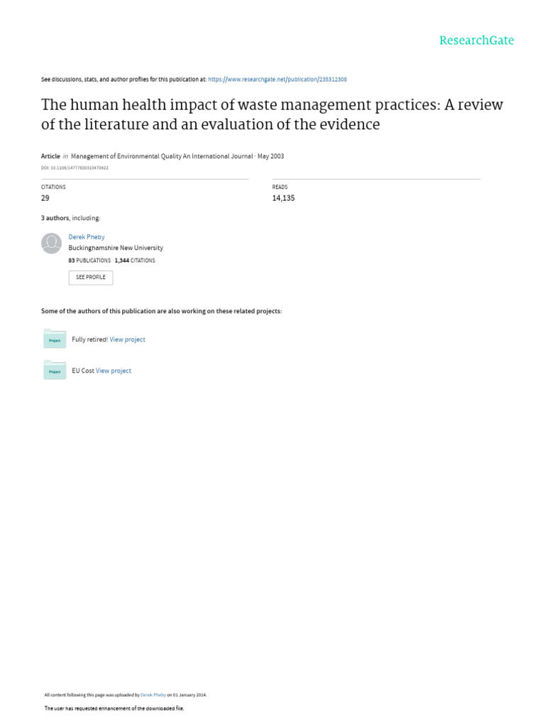The_human_health_impact_of_waste_management_practi | PDF | Cohort Study ...