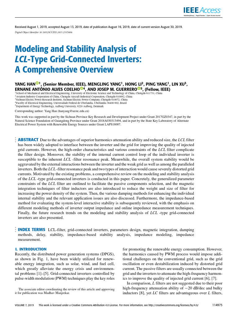 Modeling and Stability Analysis of LCL - Type Grid-Connected Inverters A Comprehensive Overview ...