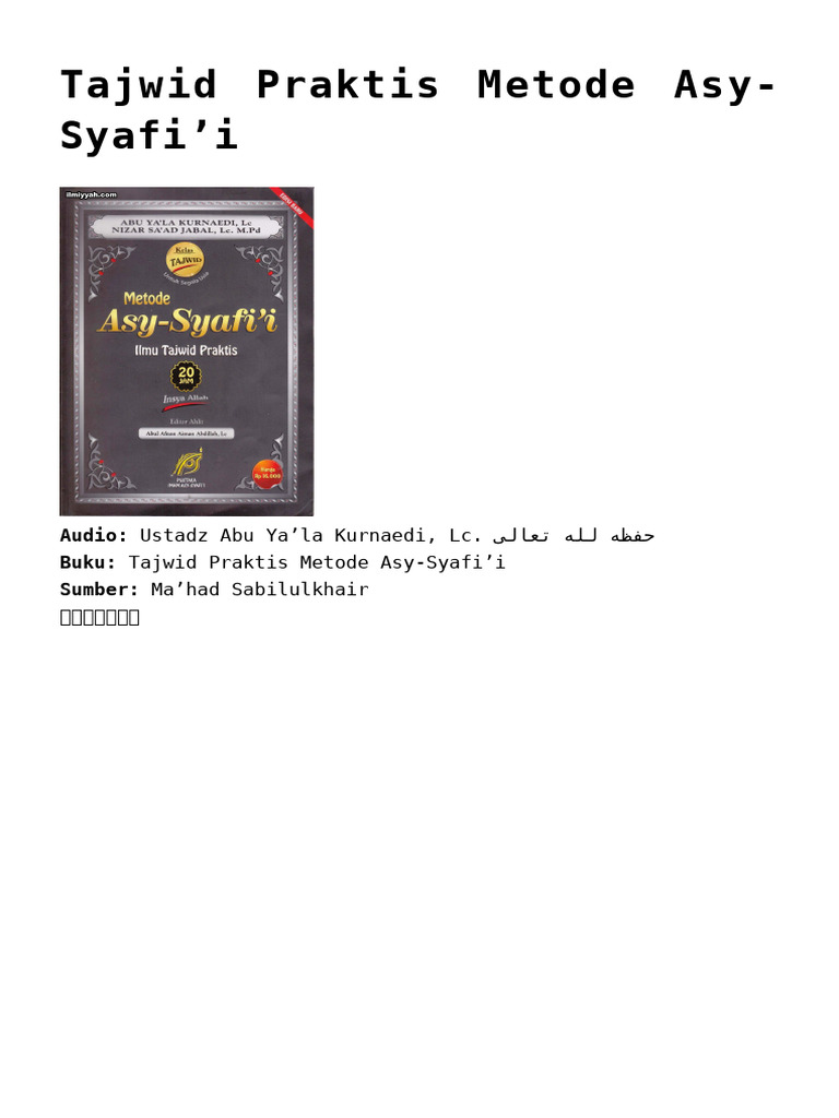 Tajwid Praktis Metode Asy-Syafi’i | PDF