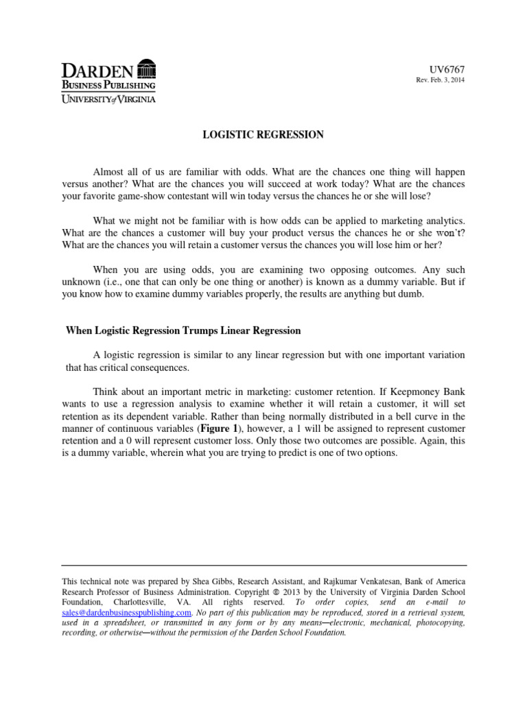 Logistic Regression - Techical Note Case | PDF | Logistic Regression | Linear Regression
